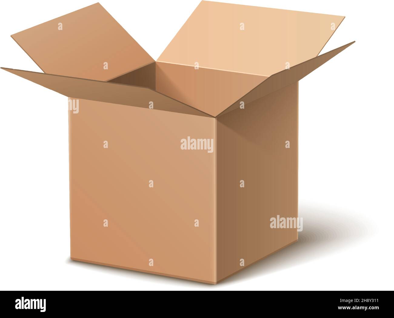 Open delivery box. Brown cardboard package. Realistic paper container ...
