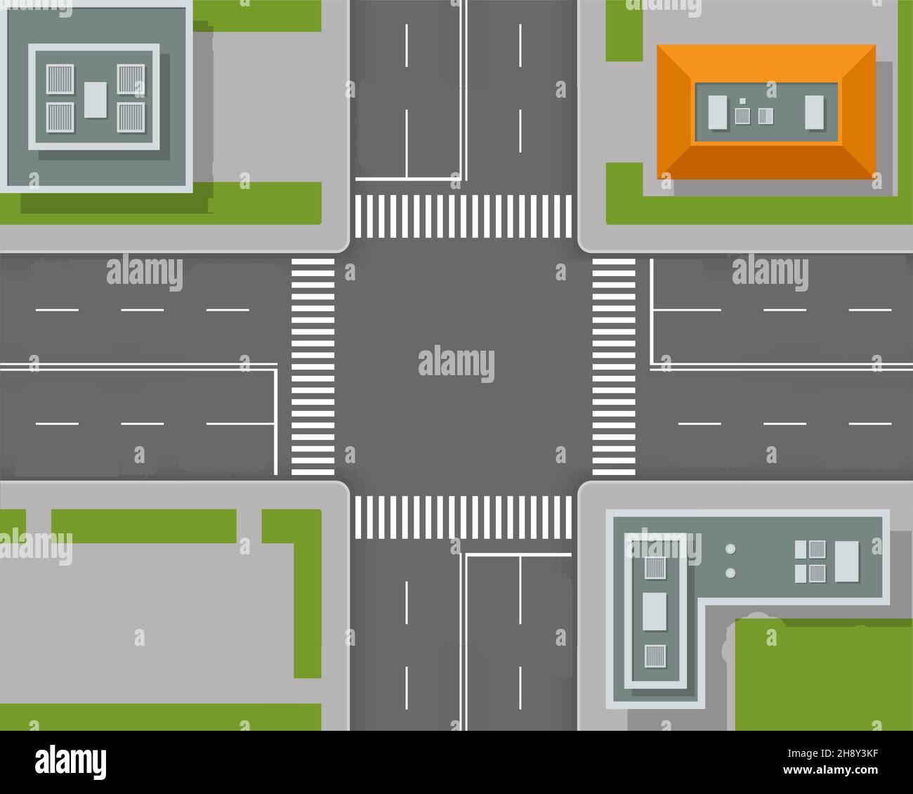 City top view. Cars, roads, houses, streets top view. View town ...