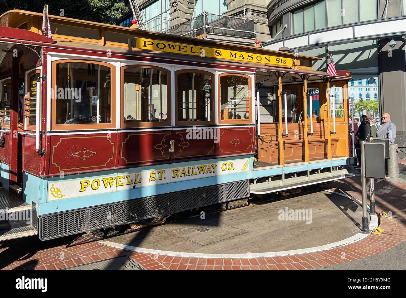 A cable car runs along a street in San Francisco on Nov. 22, 2021. The ...