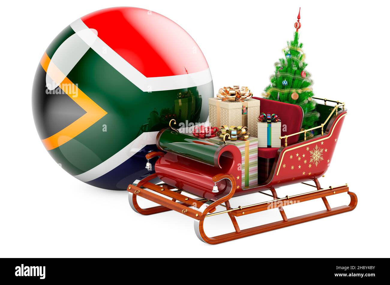 Christmas in South Africa, concept. Christmas Santa sleigh full of ...