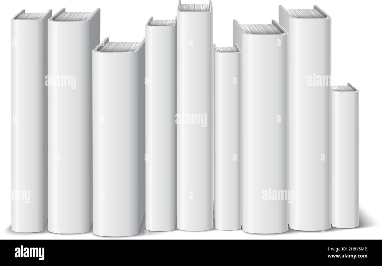 Book stack mockup. Standing blank realistic hardcovers Stock Vector ...