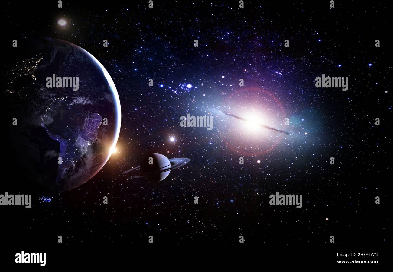 Earth sun galaxy elements hi-res stock photography and images - Alamy