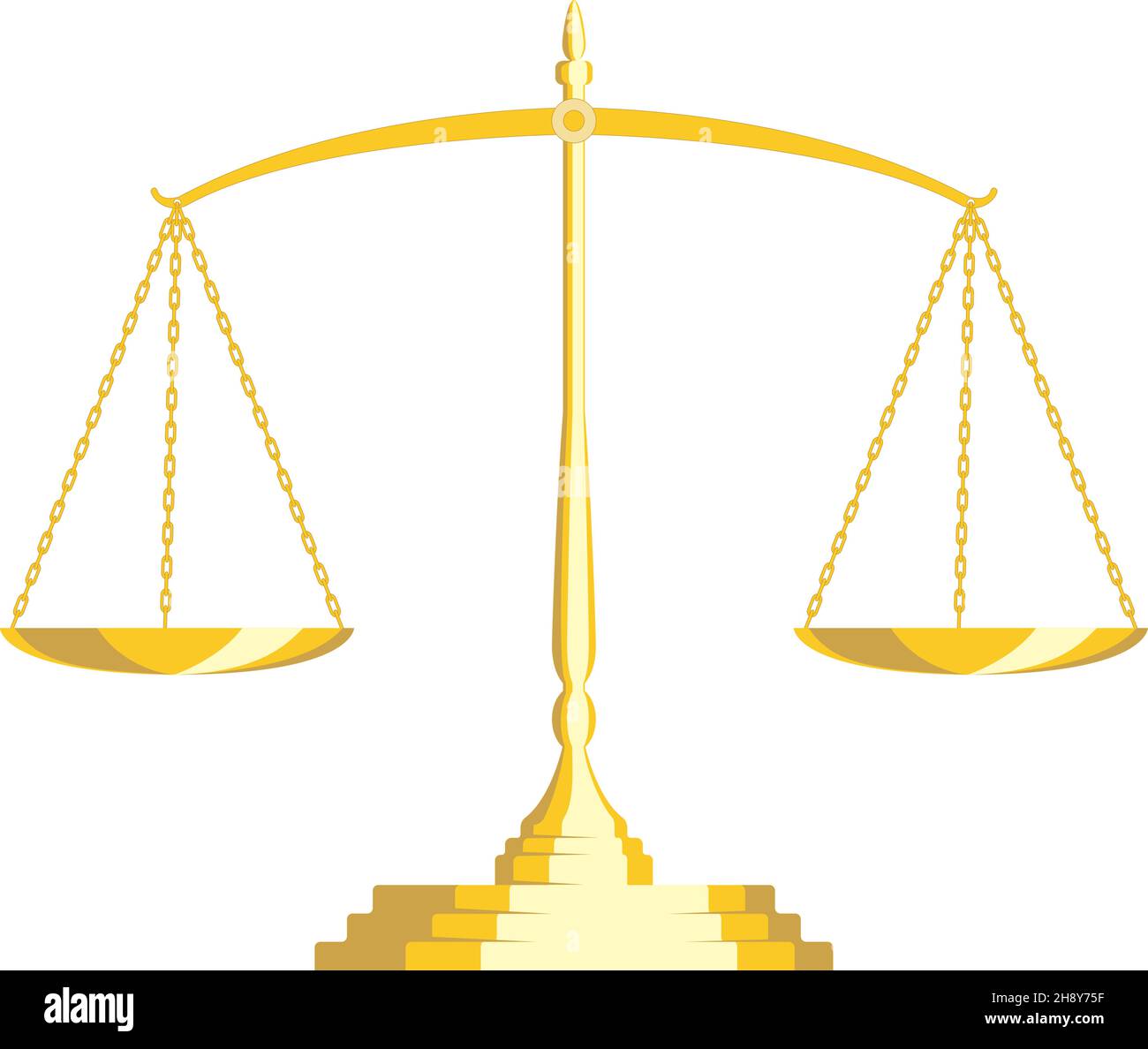 Golden scales of justice on white background vector illustration Stock ...