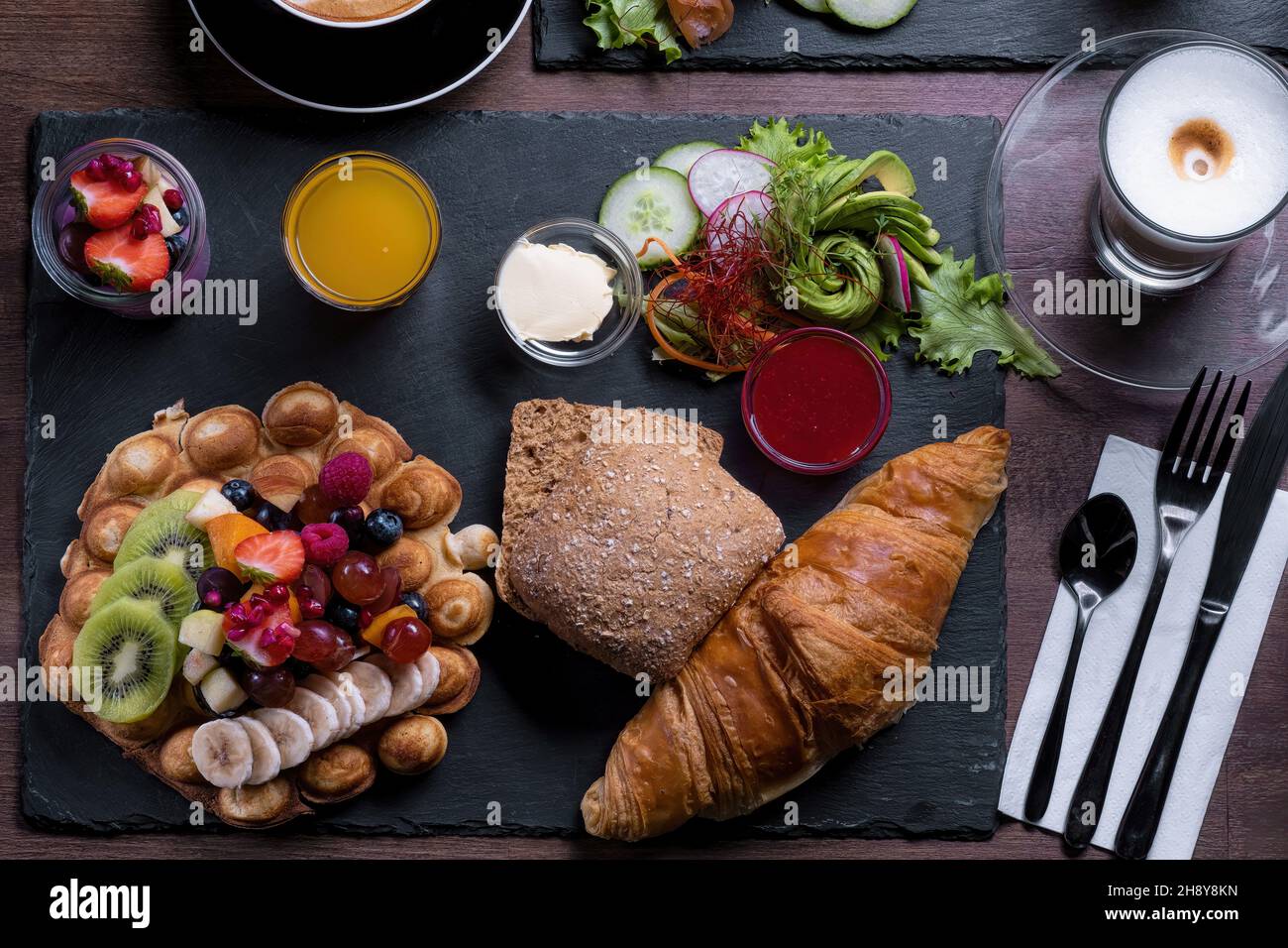 Served table two breakfast hi-res stock photography and images - Alamy