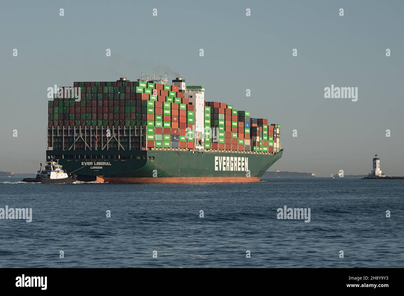 Evergreen Marine Corporation container ship, Ever Liberal, shown ...