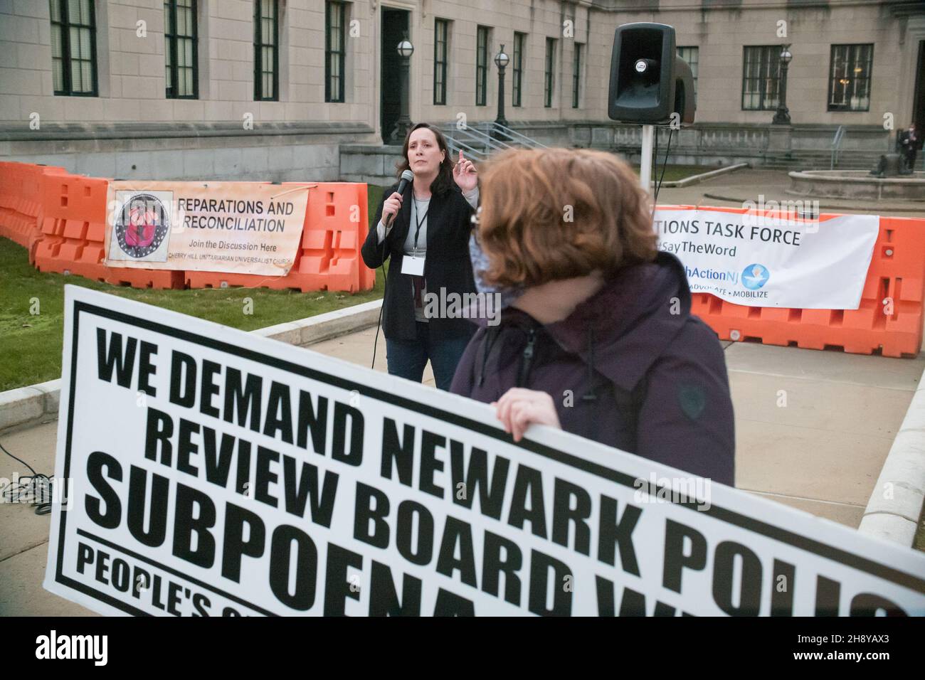 TRENTON, New Jersey, USA. 1st Dec, 2021. Sarah Fajardo of the ACLU ...
