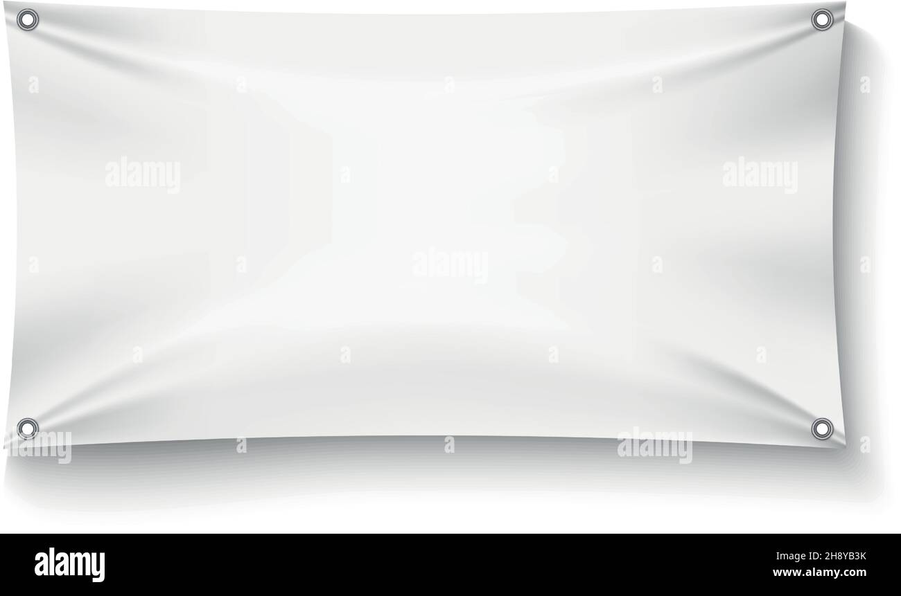 Blank fabric banner. Realistic wrinkled cloth template Stock Vector ...