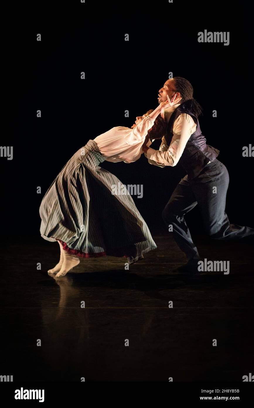 High contrast lighting of dancers on stage during dress rehearsal Stock ...
