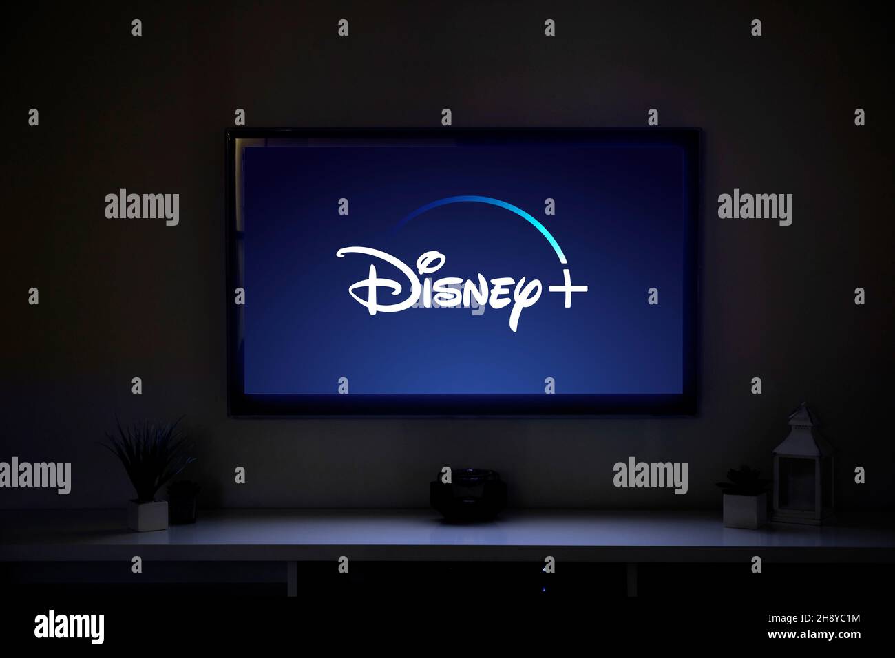 ROSARIO, ARGENTINA - DECEMBER 1, 2021: Disney Plus logo on the screen ...