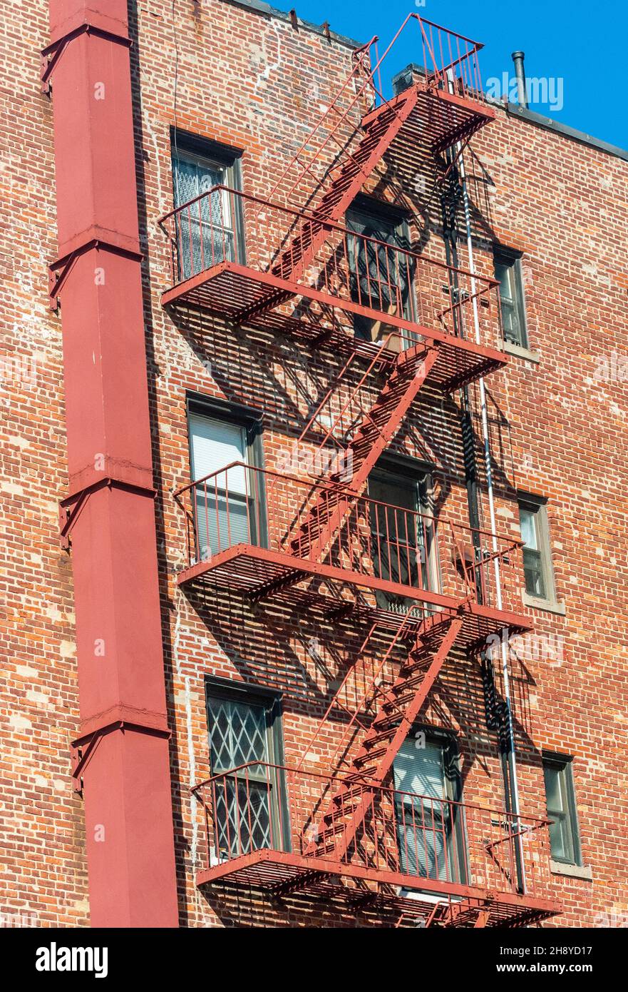 Fire escape stairs in Brooklyn neighbourhood of New York City Stock ...