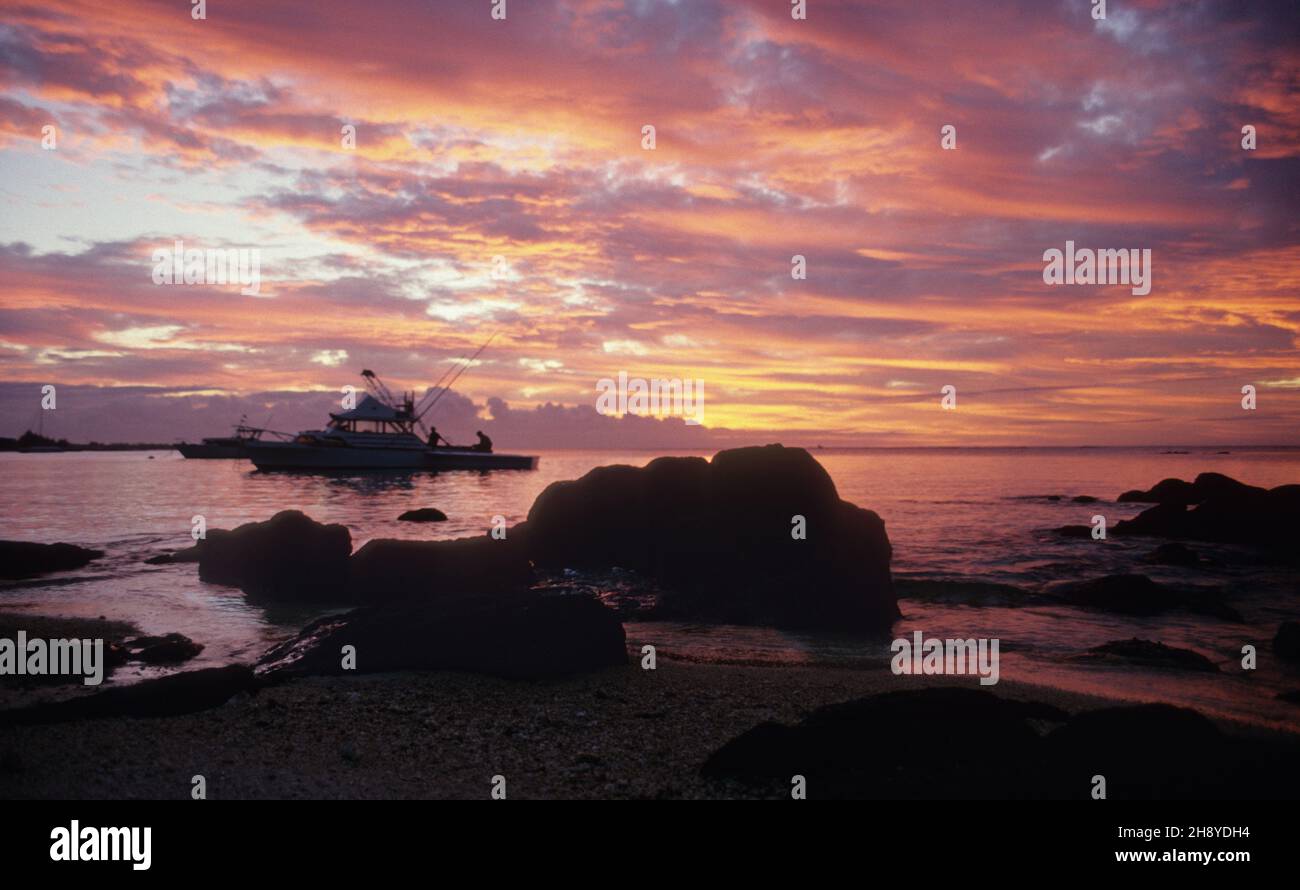 Sunset off Pereybere on the Northern tip of Mauritius Stock Photo - Alamy