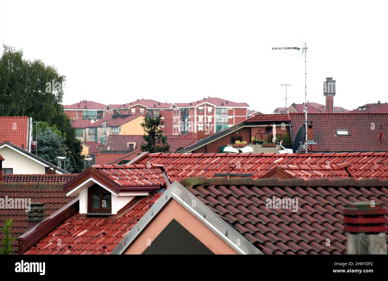 rainy day wet roofscape modern urban skyline Stock Photo - Alamy
