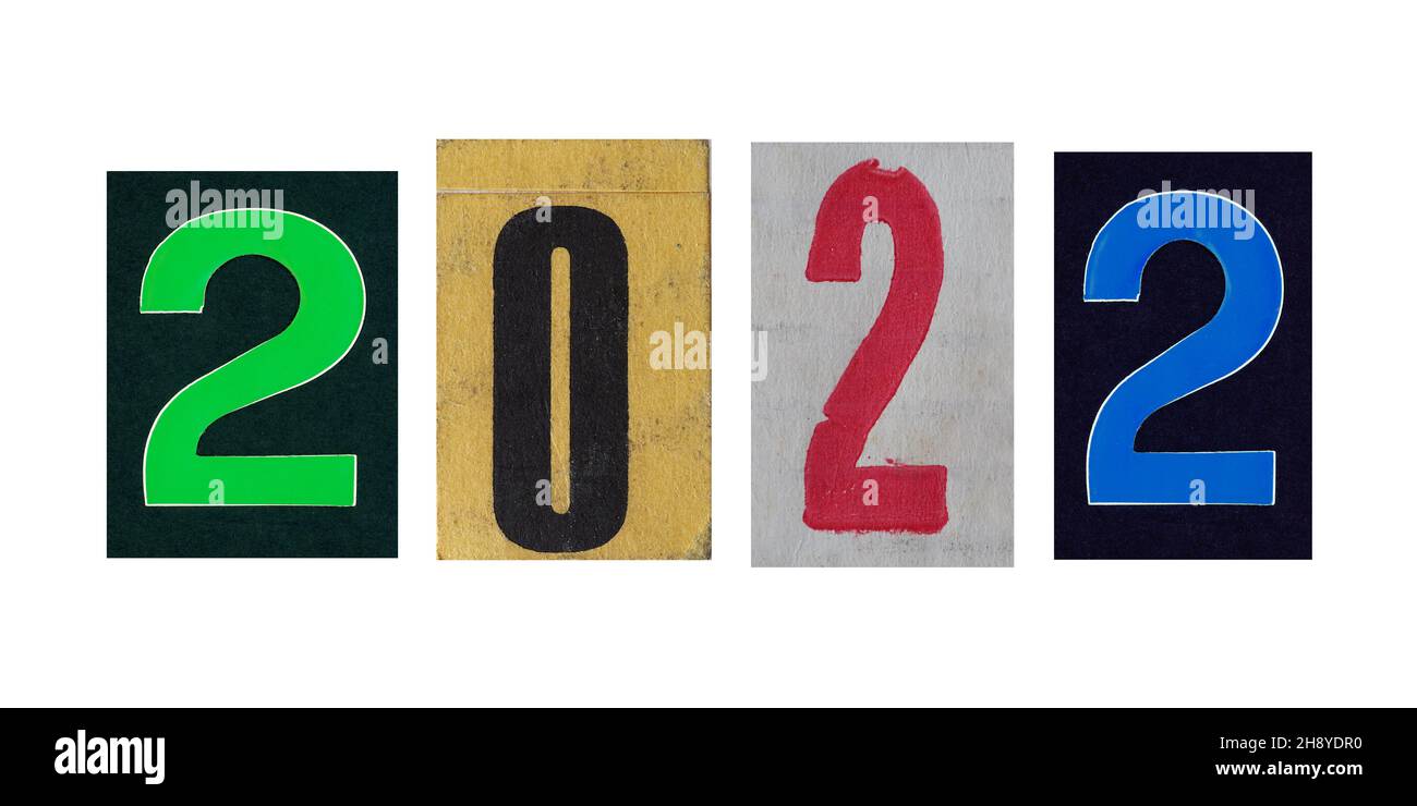 year 2022 label written with cut out digits Stock Photo - Alamy