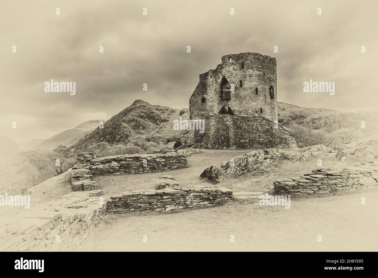 This is the 13th century medieval-round tower fortress of Dolbadarn ...