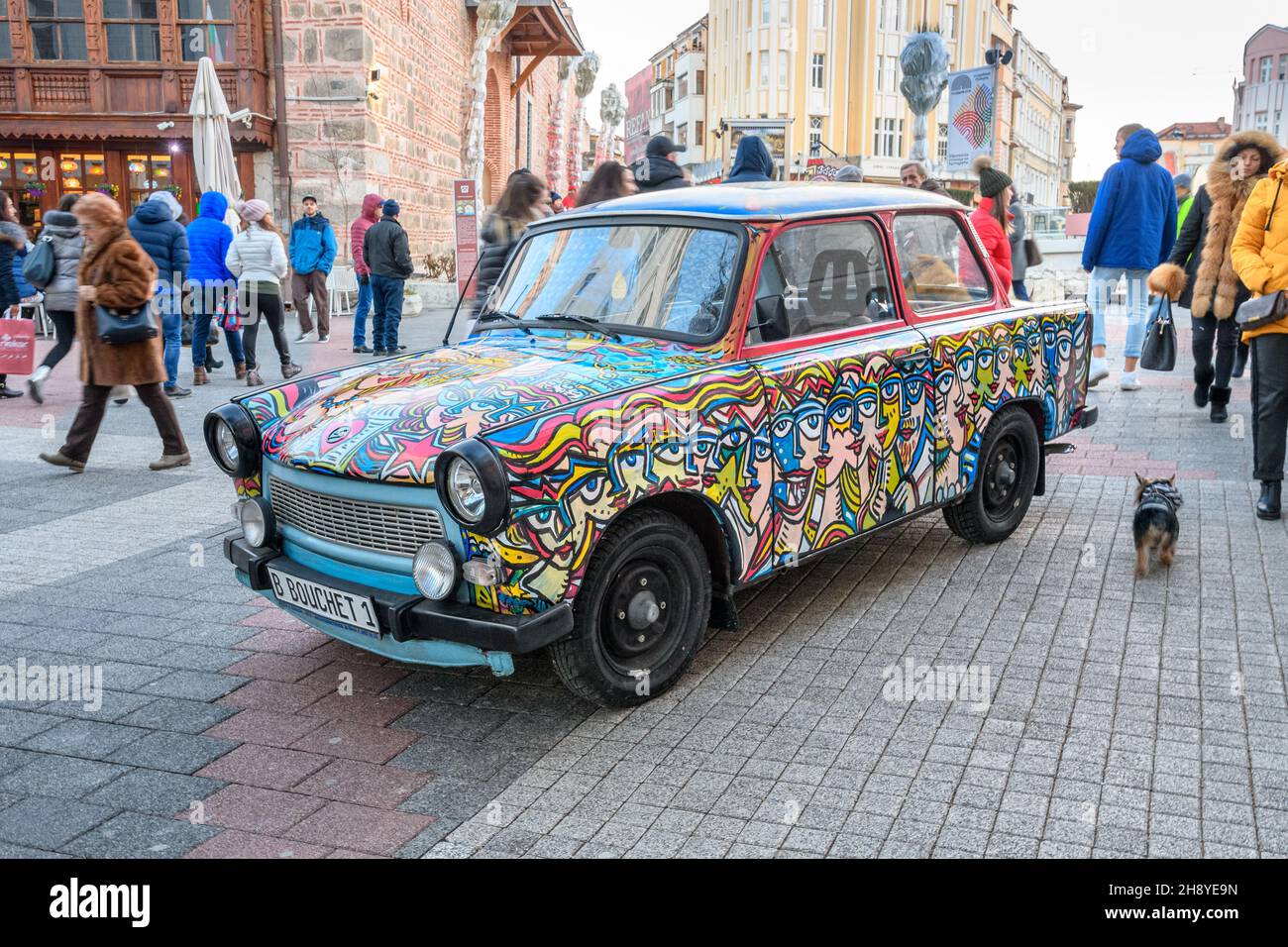 Opening of Plovdiv European Capital of Culture 2019.. Old painted ...