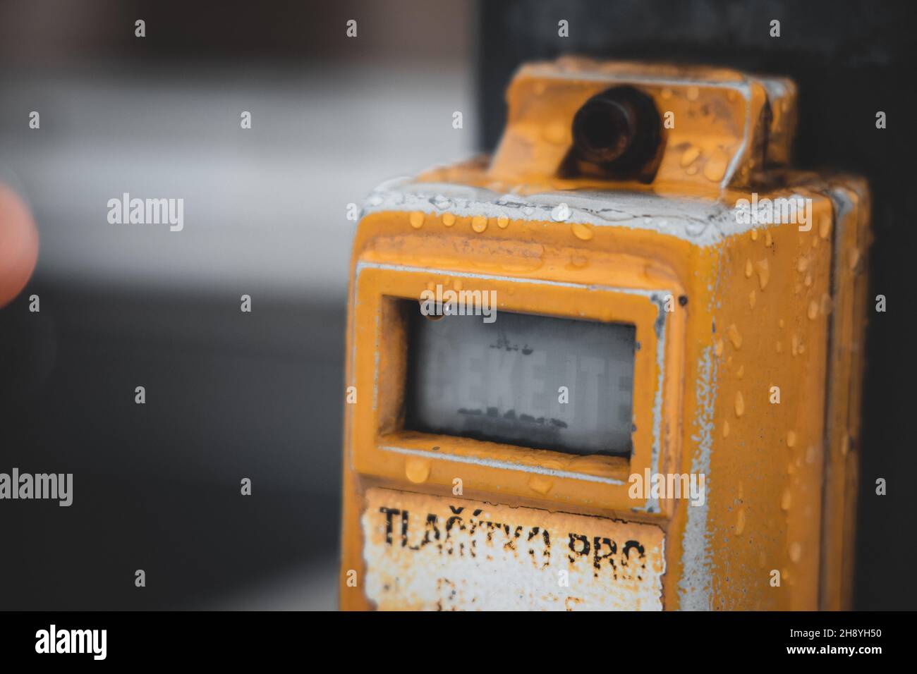 Selective focus shot of a pedestrian button sign Stock Photo - Alamy