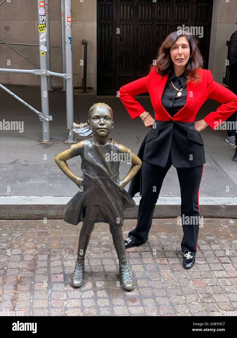 New York, USA. 02nd Dec, 2021. The statue "Fearless Girl". Next to it ...