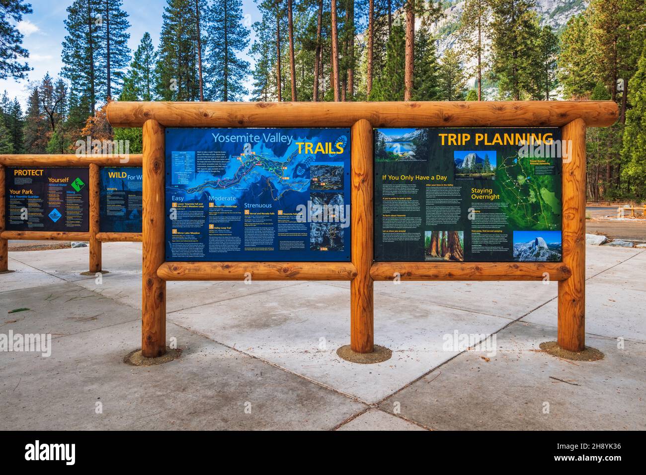 Yosemite Valley Interpretive sign, Yosemite National Park, California ...