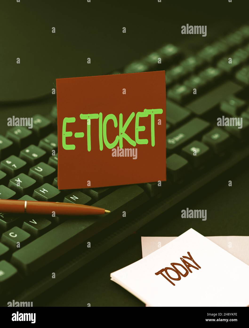 Hand writing sign E Ticket. Business idea Digital ticket that is as ...