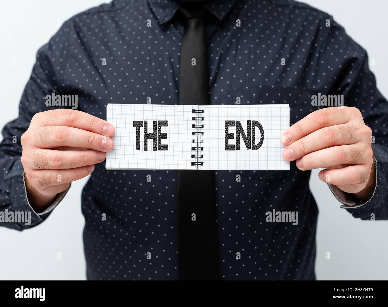 Conceptual display The End. Business concept Final part of play ...