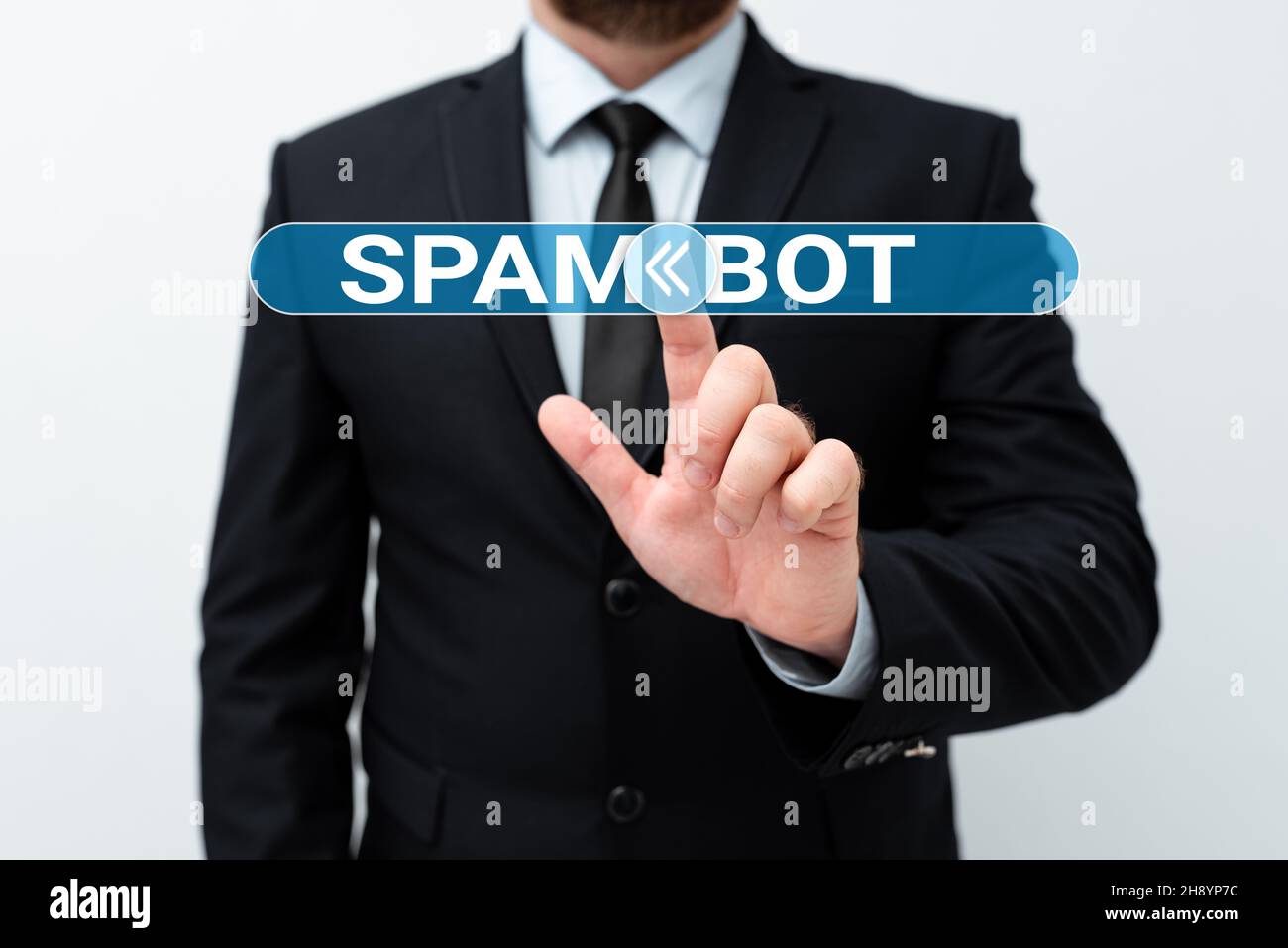 Text caption presenting Spam Bot. Business idea autonomous program on ...