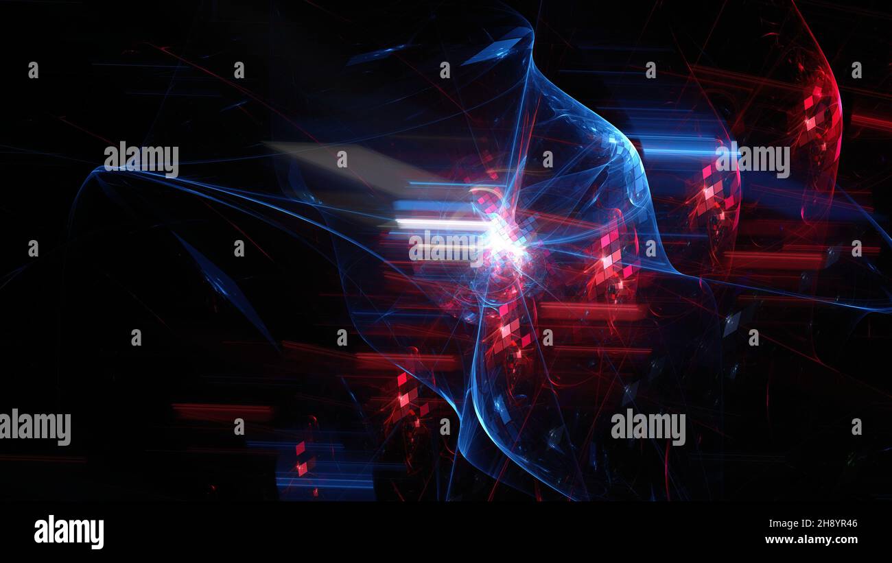 Abstract background, smooth blue lines on a black background. Design ...