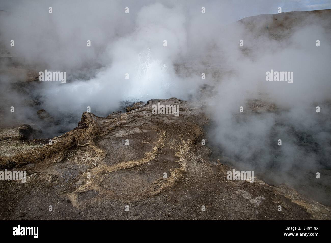 Steaming hot springs on the Atacama desert in Chile, South America ...