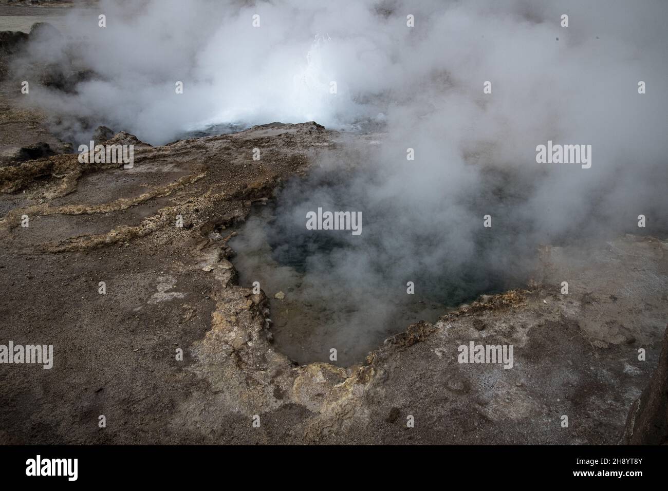 Steaming hot springs on the Atacama desert in Chile, South America ...