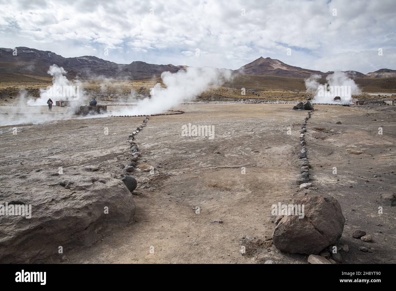 Steaming hot springs on the Atacama desert in Chile, South America ...
