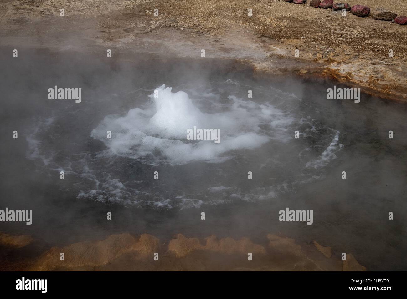 Steaming hot springs on the Atacama desert in Chile, South America ...