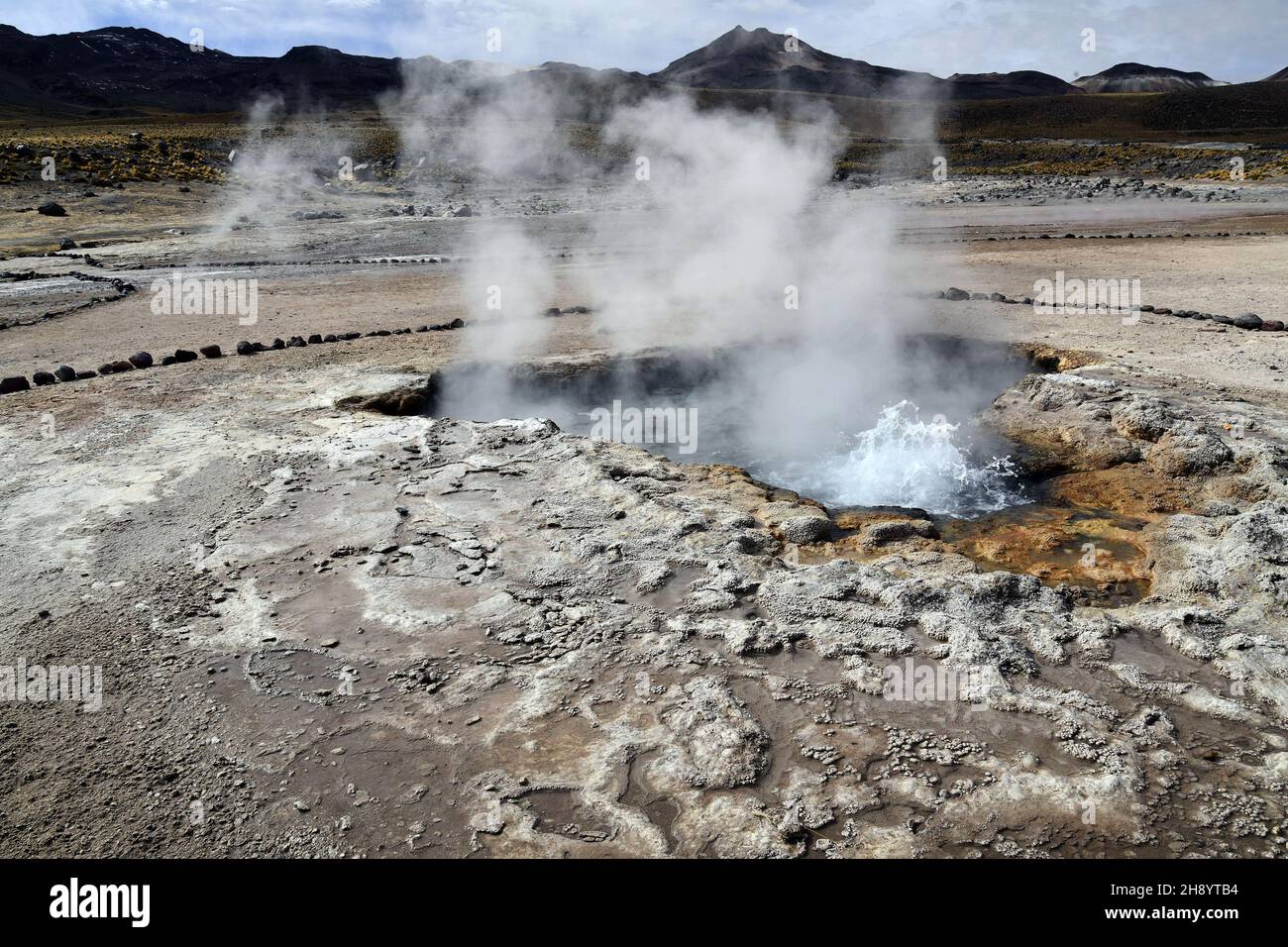 Steaming hot springs on the Atacama desert in Chile, South America ...