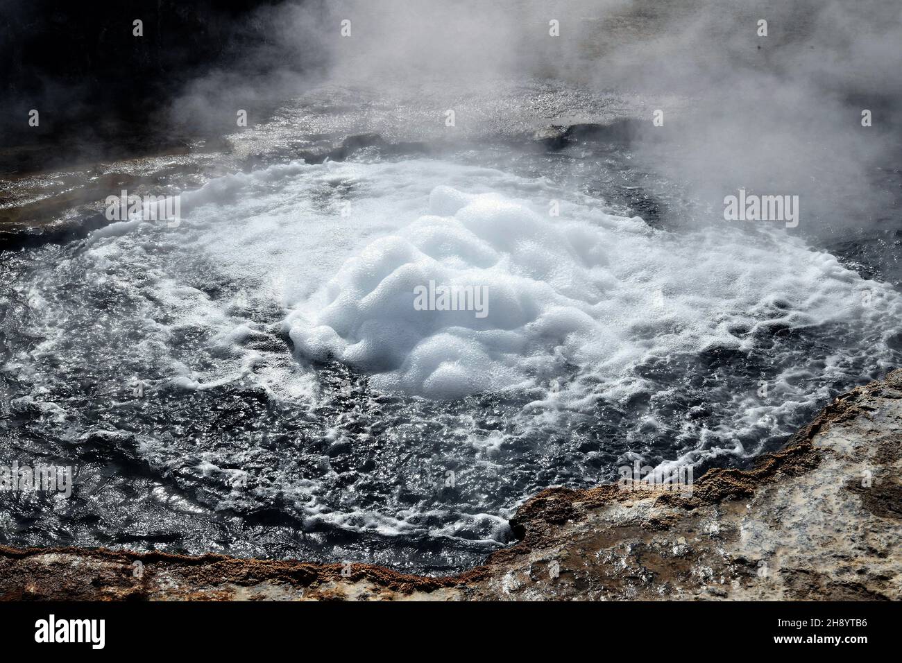 Steaming hot springs on the Atacama desert in Chile, South America ...