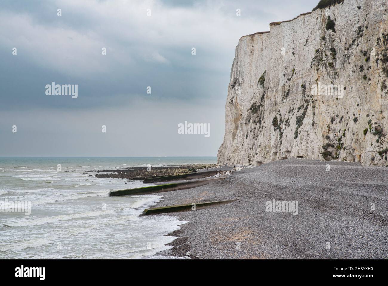 Pebble beach and cliffs in the town of Le Tréport in France Stock Photo ...