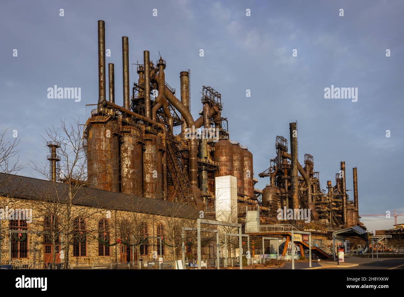 Bethlehem PA Steel Stacks at dusk late fall Industrial Christmas ...