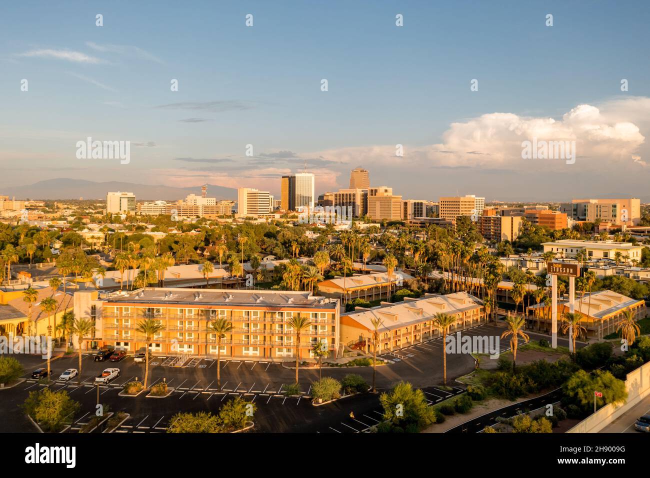 Vibrant sunset colors on Tucson skyline, Arizona Stock Photo - Alamy