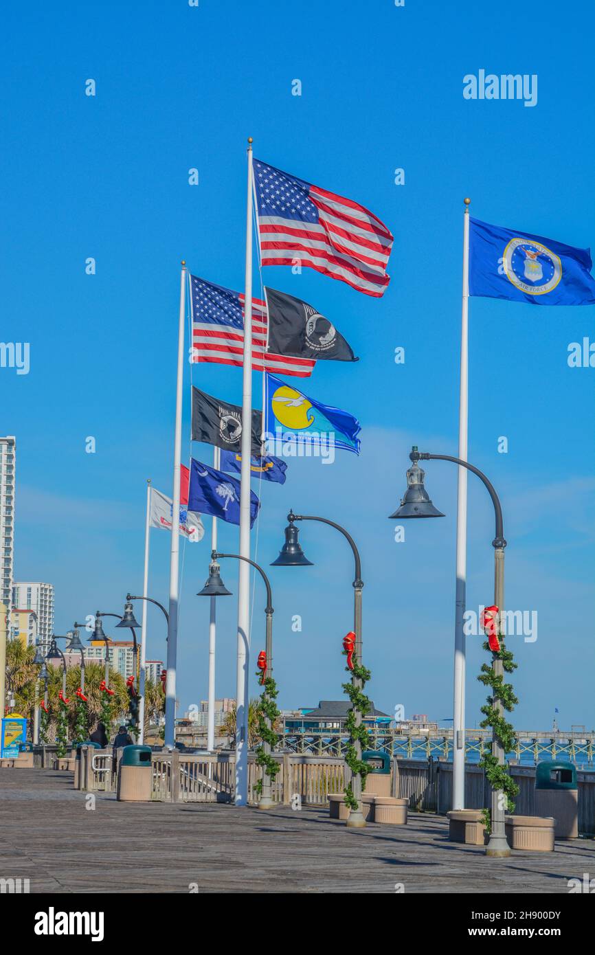 The Boardwalk of Myrtle Beach on the Atlantic Ocean in South Carolina ...