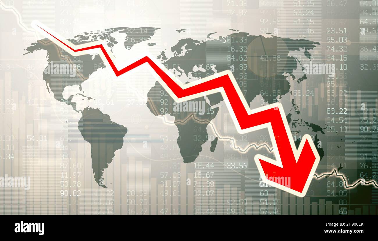 Graphs representing the stock market crash. 3d illustration Stock Photo ...