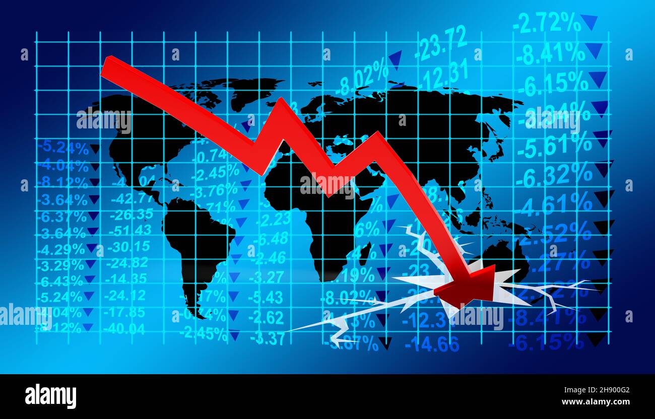Graphs representing the stock market crash. 3d illustration Stock Photo ...