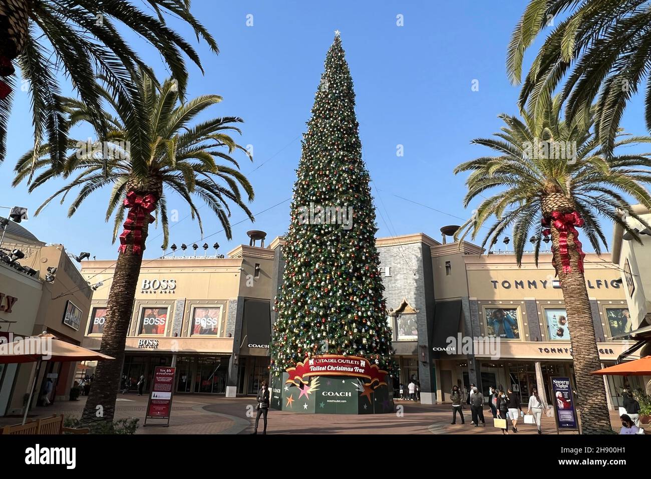A Christmas tree at the Citadel Outlets, Thursday, Dec. 2, 2021, in Los ...