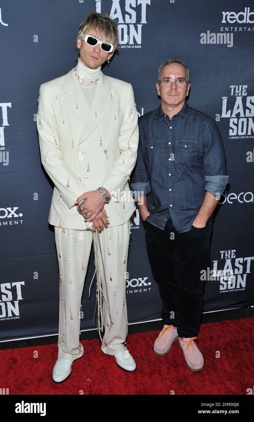 L-R: Colson Baker (Machine Gun Kelly) and Tim Sutton attend the NY ...