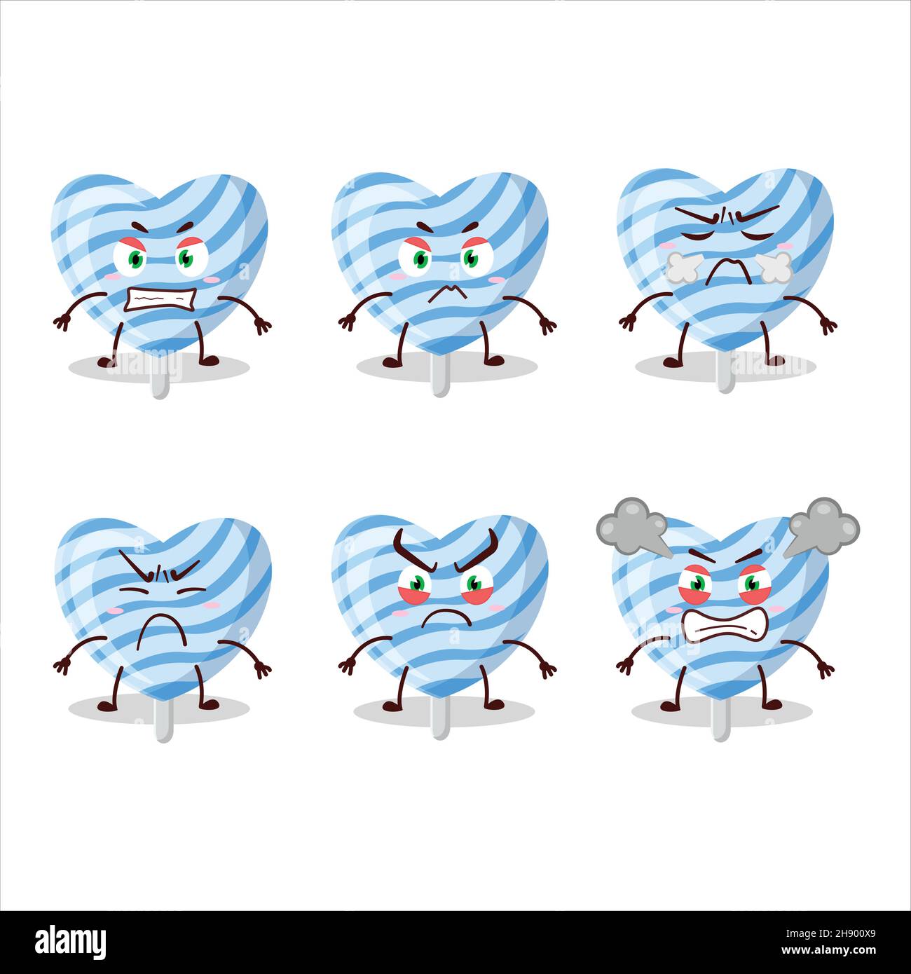 Blue love candy cartoon character with various angry expressions ...