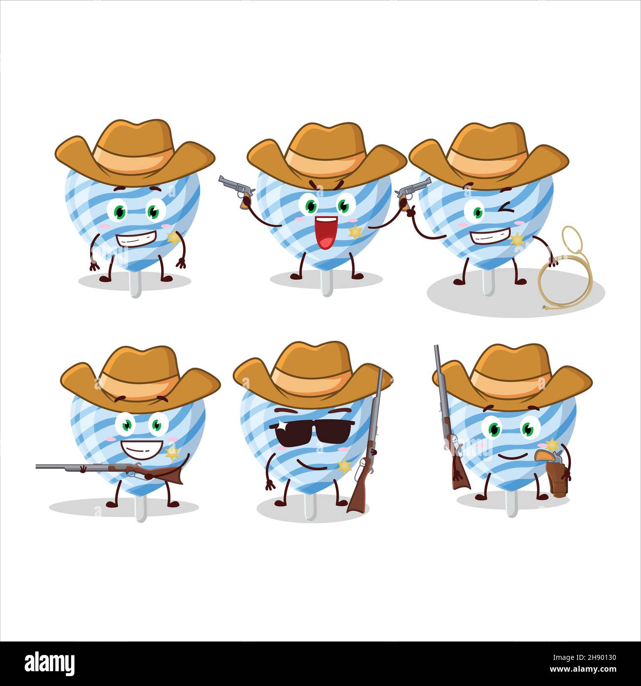 Cool cowboy blue love candy cartoon character with a cute hat. Vector ...