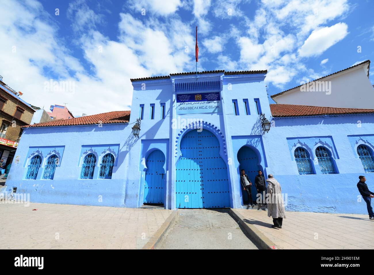 A beautiful old building used as a school in Chefchaouen, Morocco Stock ...