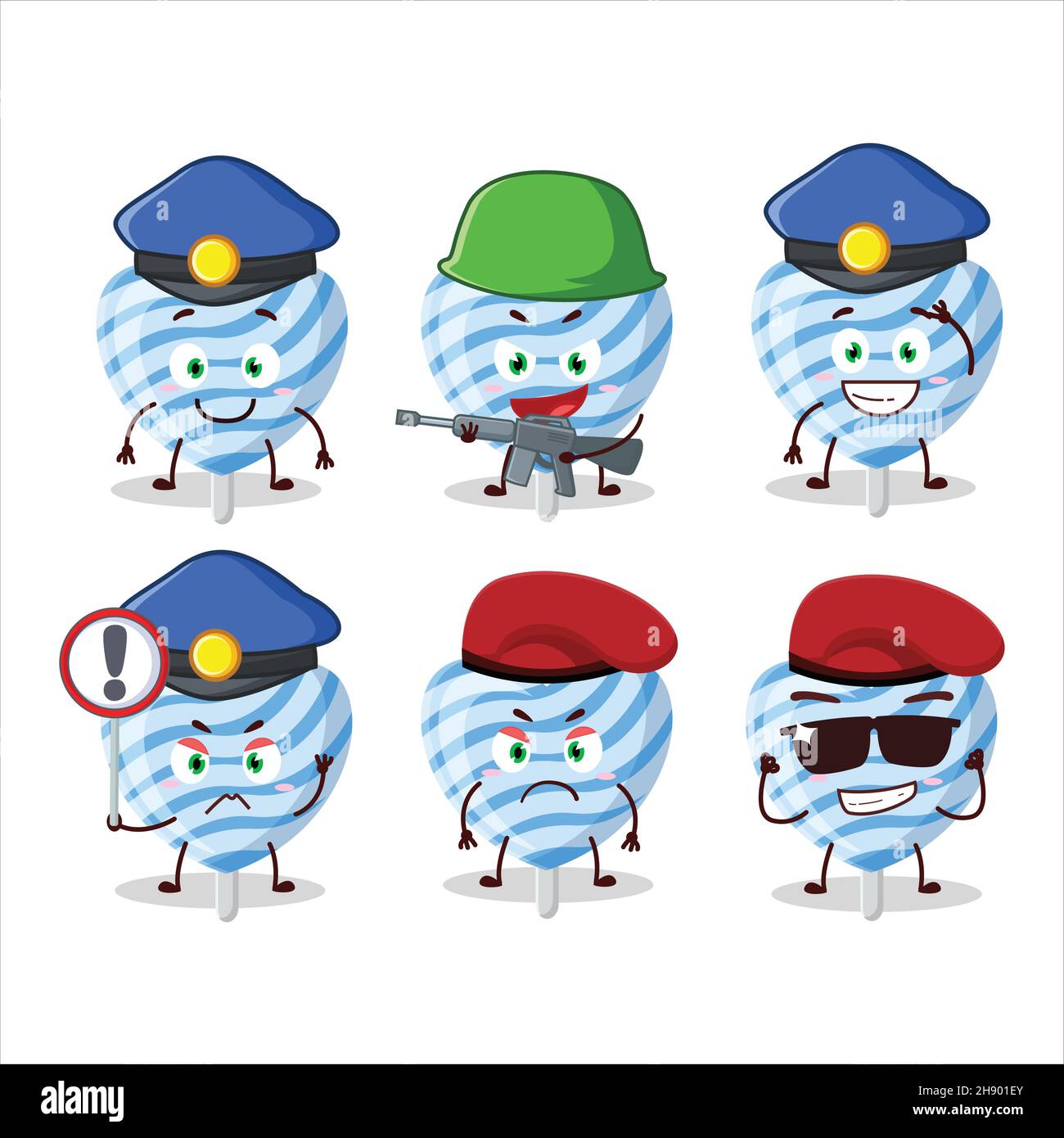 A dedicated Police officer of blue love candy mascot design style ...