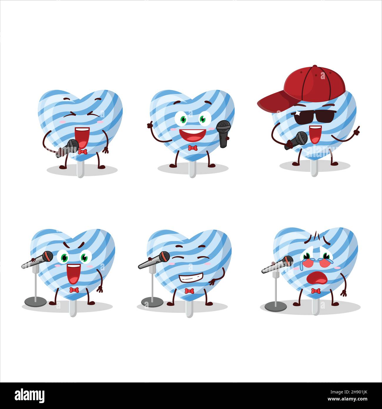 A Cute Cartoon design concept of blue love candy singing a famous song ...