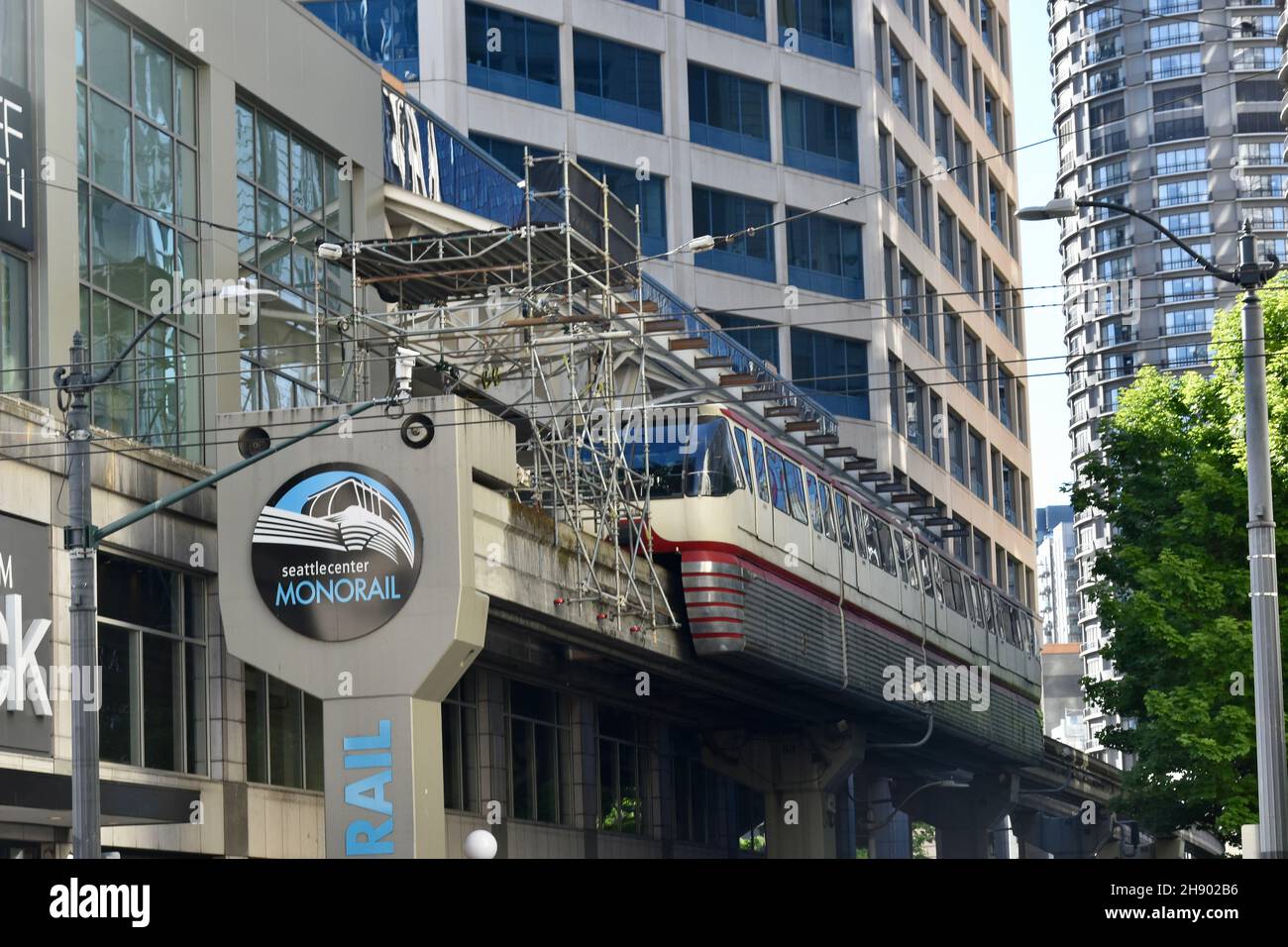 Seattle's iconic Alweg Monorail from Westlake to the Seattle Center ...