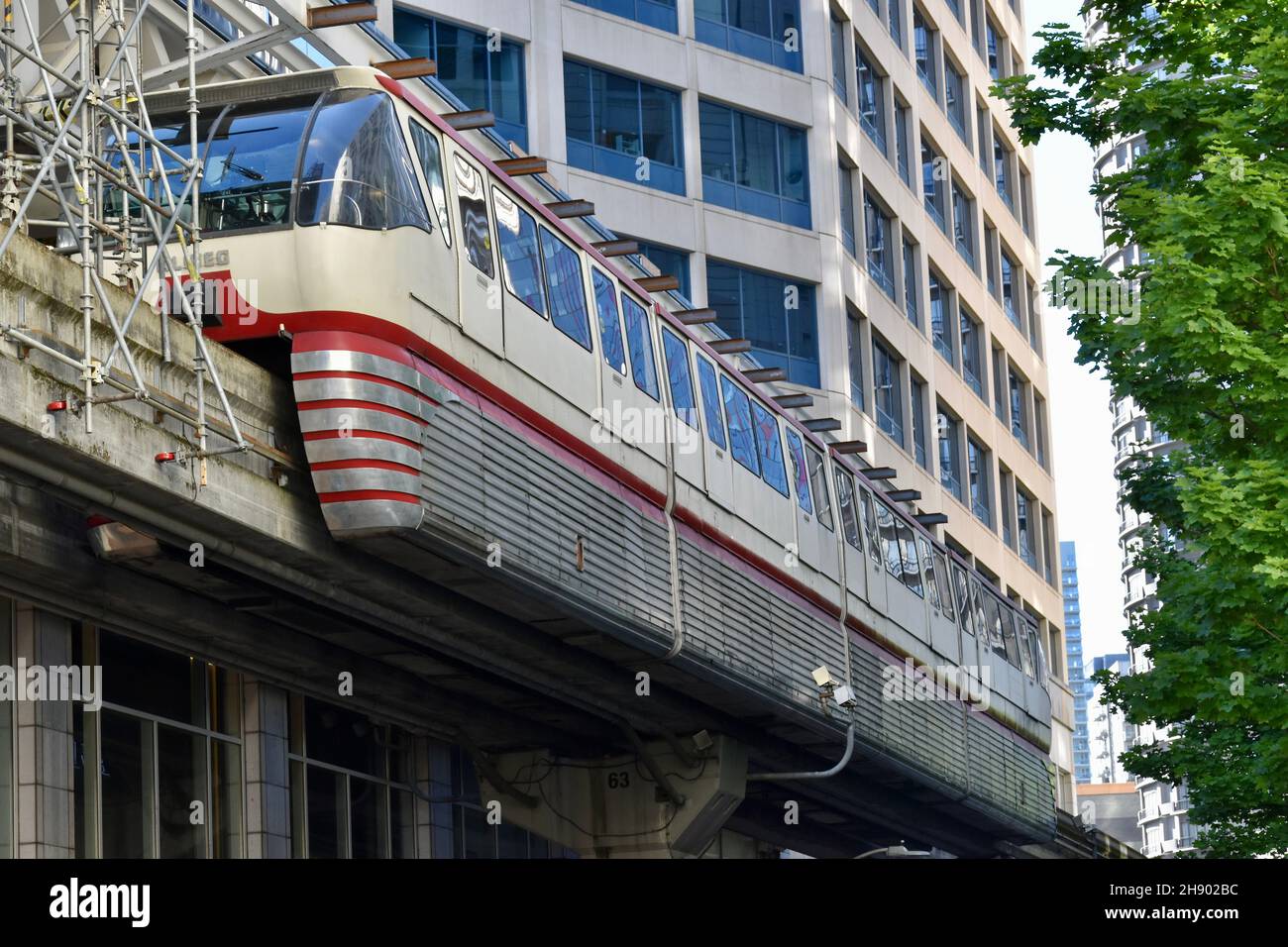 Seattle's iconic Alweg Monorail from Westlake to the Seattle Center ...