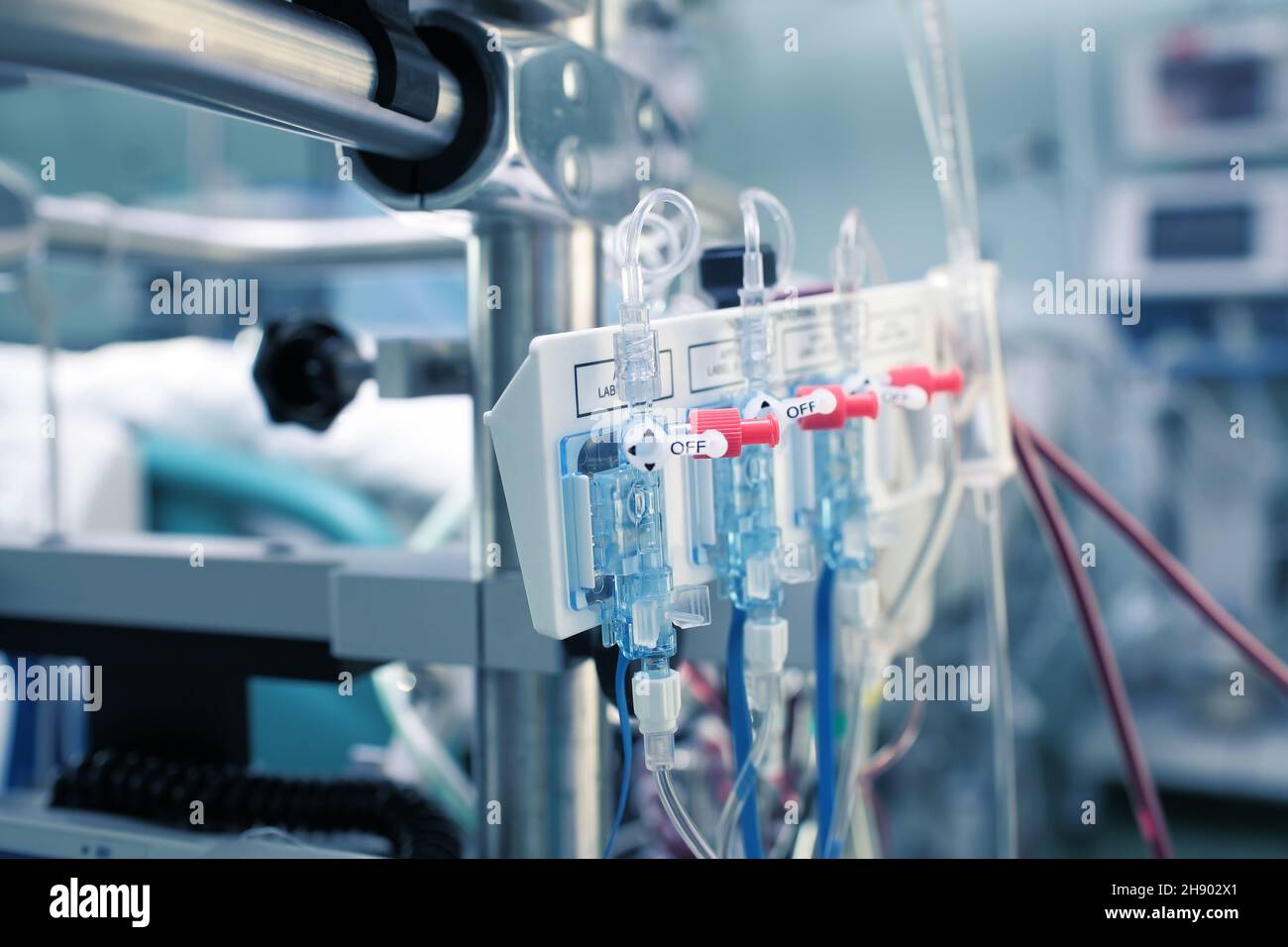 Equipment panel with pressure sensors in the hospital ward Stock Photo ...