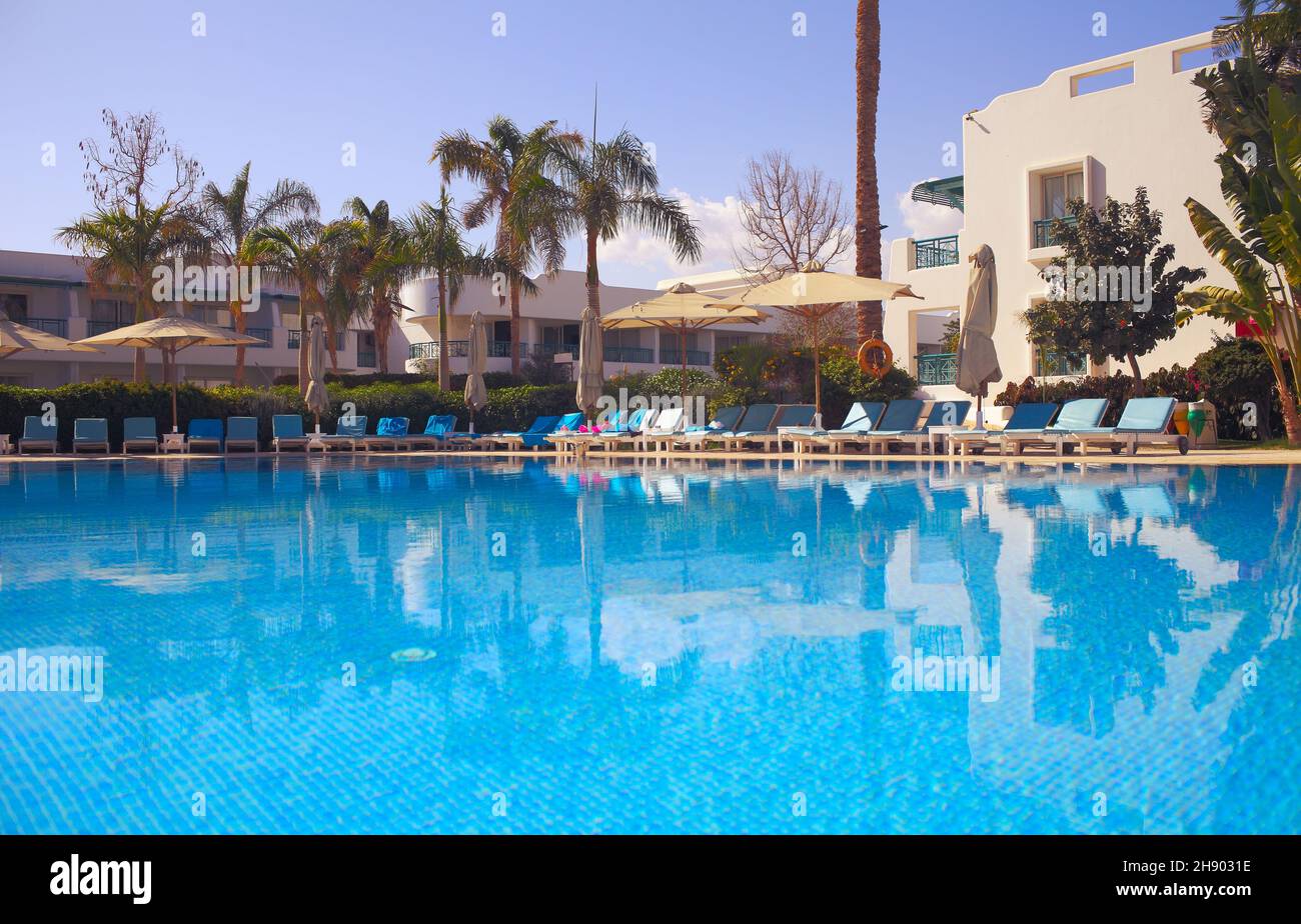 Outdoor pool with lounger hi-res stock photography and images - Alamy