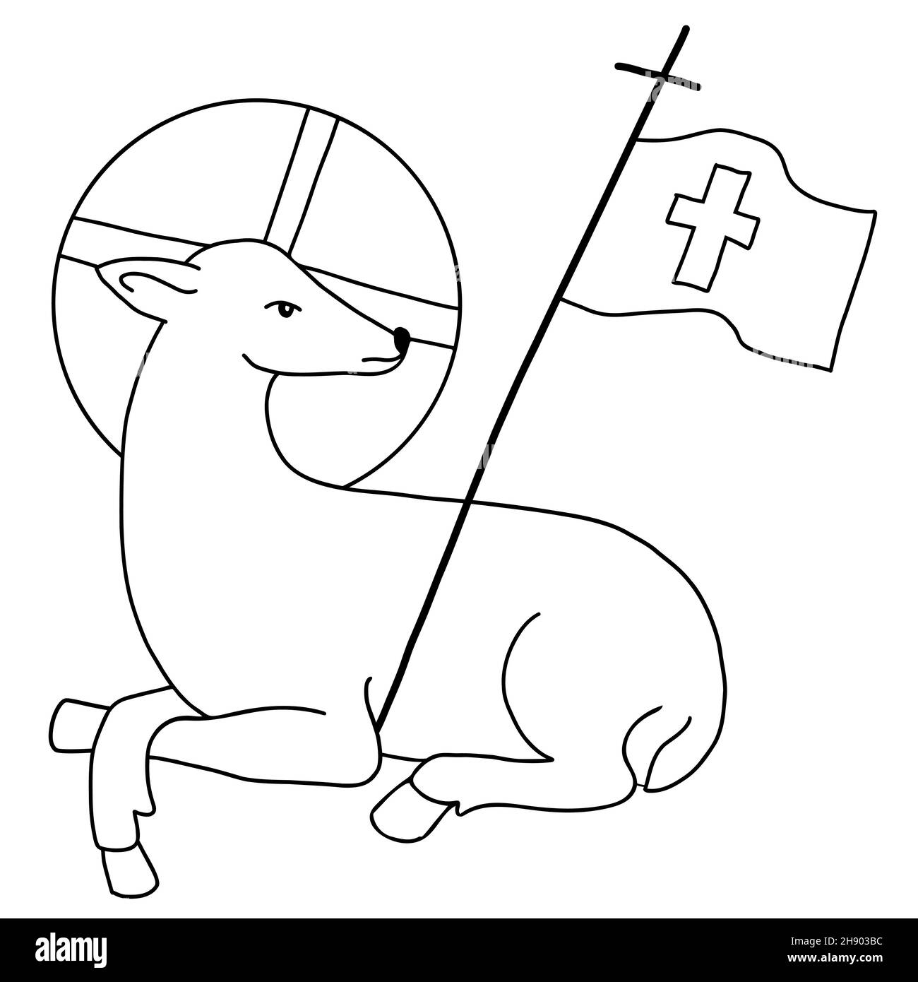 Lamb or sheep with a cross. Religious symbol of Jesus Christ. Vector ...